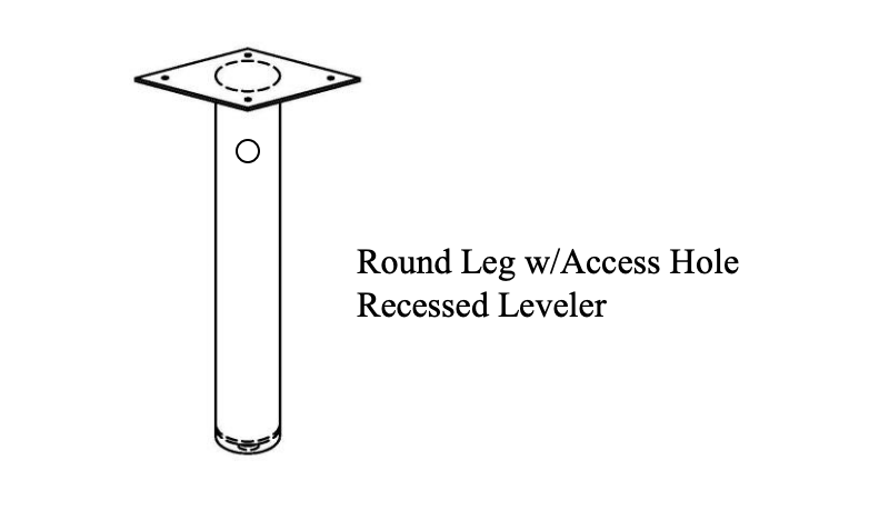 Round Leg w/Access Hole Recessed Leveler — FC Metal