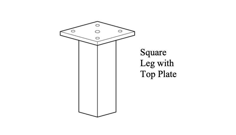 Square Leg with Top Plate — FC Metal